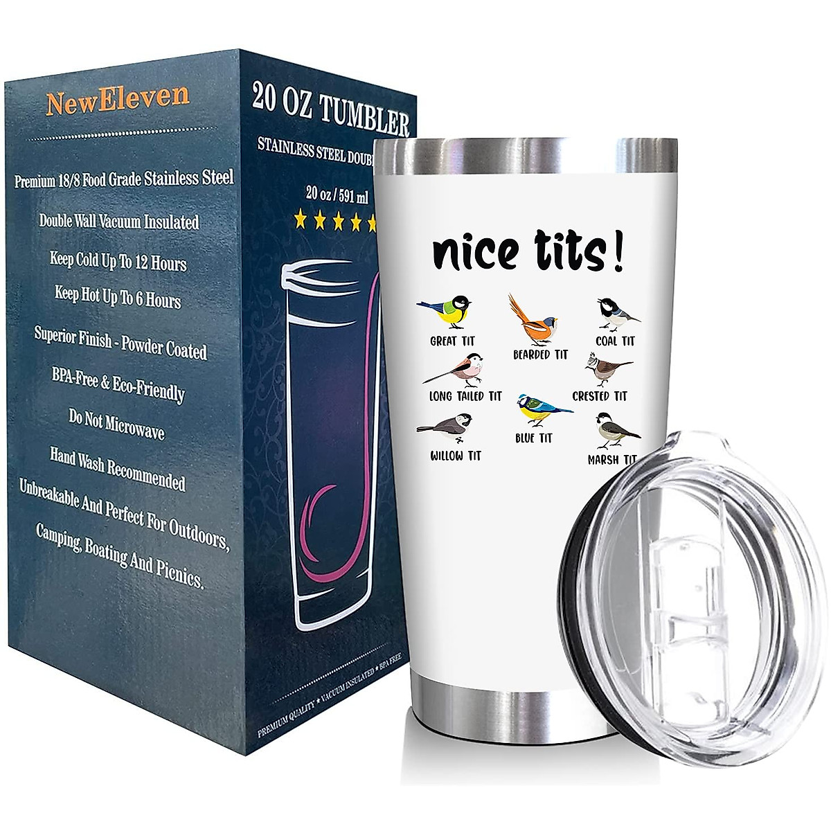 NewEleven Bird Watching Gifts, Gifts For Bird Lovers - Gift For Men Women - Funny Birding Gift For Birders, Birds Watchers, Birb Lovers, Men, Women, Friends - 20 Oz Tumbler
