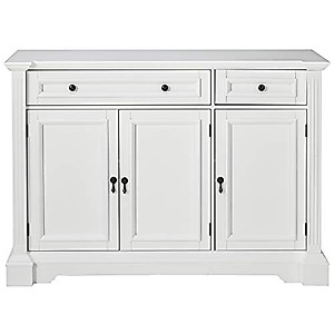 Kings Brand Furniture White Finish Wood Buffet Breakfront Cabinet Console Table With Storage, Drawers, Shelves