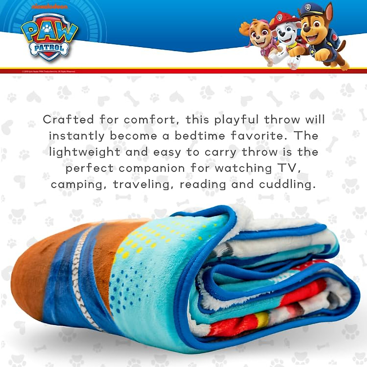 Franco Paw Patrol Kids Bedding Soft Plush Sherpa Blanket Throw, 50 in x 60 in, (Officially Licensed Product)