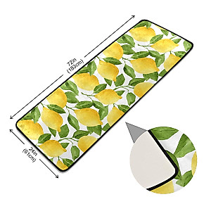 Lemon Bath Rug Runner Yellow Lime Tree Non Slip Area Mat Rugs for Bathroom Kitchen Entryway Shaggy Rug Soft Bedroom Carpet 72"x 24"