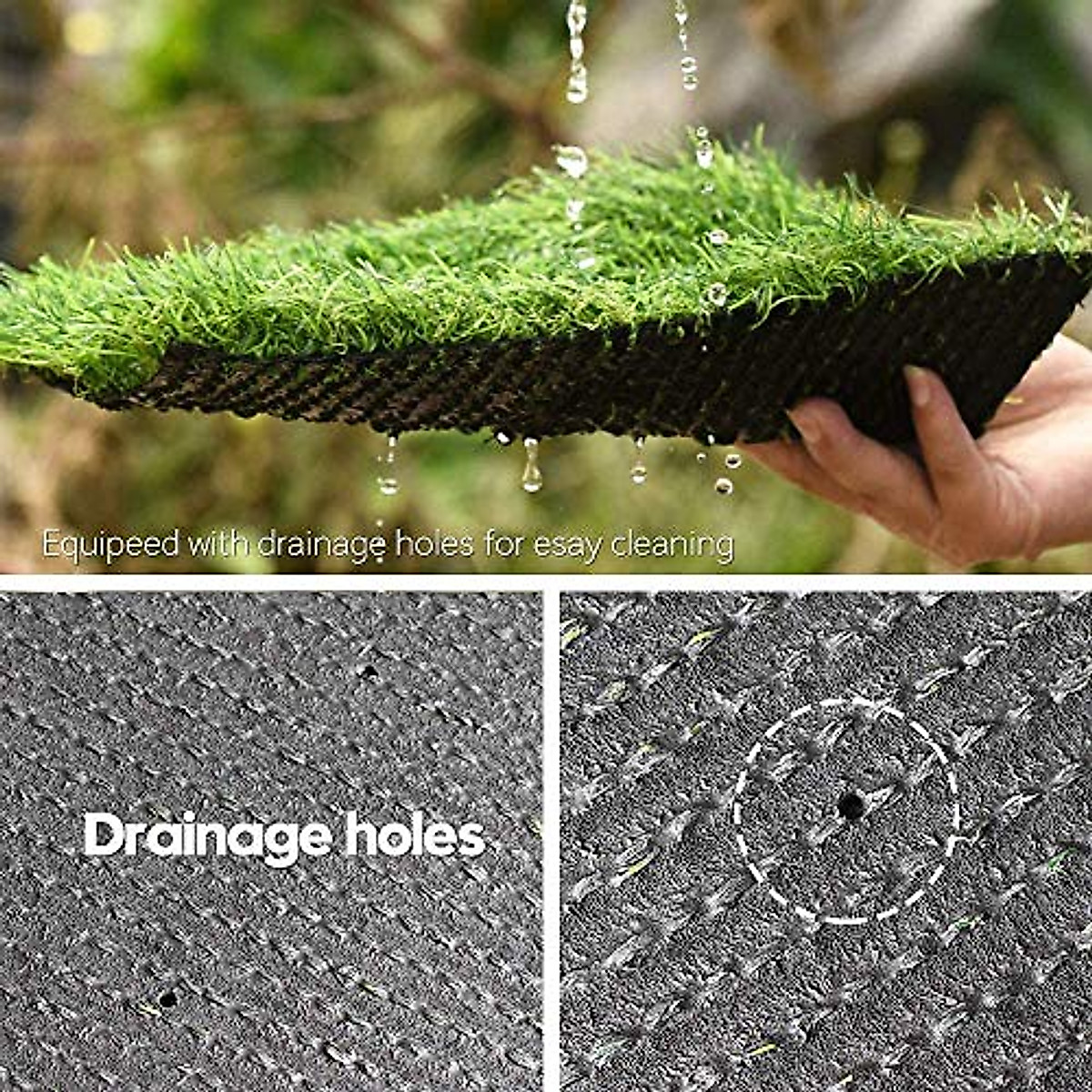 Petgrow Deluxe Realistic Artificial Grass Turf 3.3FTX5FT, 70 oz Face Weight /Drainage Holes / Rubber Backing, Indoor Outdoor Pet Faux Synthetic Grass Astro Rug Carpet for Garden Backyard Patio Balcony