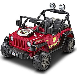 Power Wheels Ride-On Toy BBQ Fun Jeep Wrangler Battery-Powered Vehicle with Sounds, Pretend Grill & 5 Food Pieces, Preschool Kids 3+ Years​