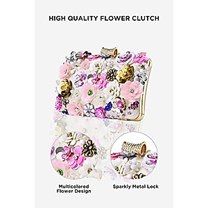 BABEYOND Flower Clutch Evening Bag - Women 3D Multicolored Beaded Shoulder Handbag Purse for 1920s Party Prom Wedding