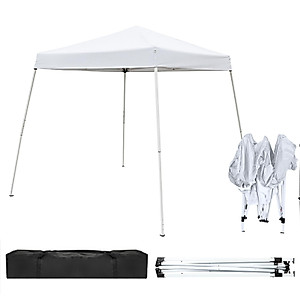 Outvita Canopy 7.8x7.8' Pop Up Commercial Instant Gazebo Tent, Waterproof & UV Protection Canopy Tent with Slant Legs for Party Wedding Birthday BBQ Events