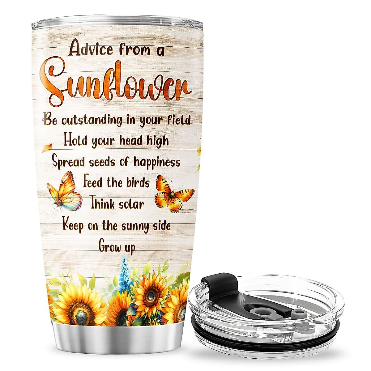 JENOIS Sunflower Gifts, Sunflower Advice, Floral Cups Flower, Tumbler 20 Oz With Lid And Straw