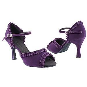 Women's Ballroom Dance Shoes Tango Wedding Salsa Dance Shoes Purple Velvet Sera7001EB Comfortable - Very Fine 2.5" Heel 8 M US [Bundle of 5]