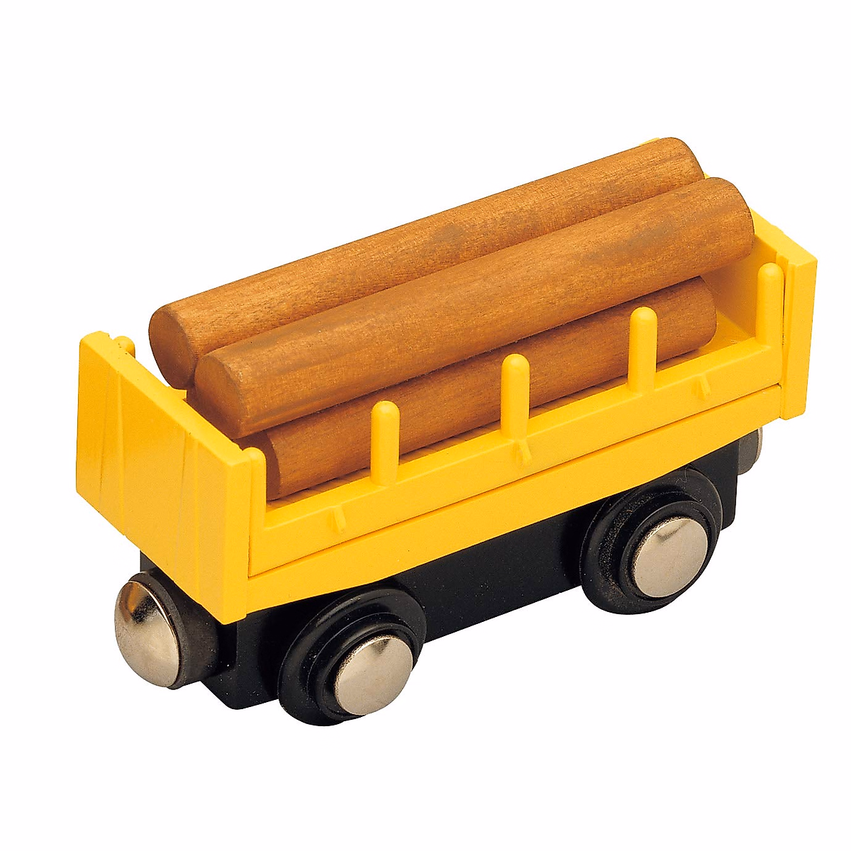 Maxim Enterprise, inc. Log Car for Wooden Railway, 5 Piece Kids Train Set with Magnetic Link and Removable Logs, Compatible with Thomas and Friends, Brio Train Sets & Major Brand Wooden Railway