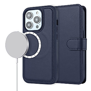 Cavor for iPhone 13 Pro Wallet Case for Women Men,Compatible with Magsafe Case,for iPhone 13 Pro Phone Case Wallet with Card Holder and Stand, Detachable Magnetic Leather Flip Cover,Blue