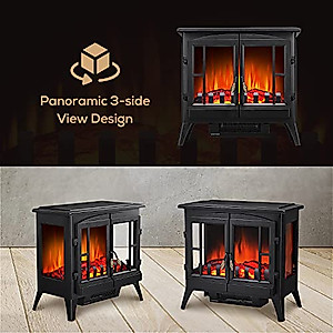 Havato Electric Fireplace Stove, Freestanding Fireplace Heater with Realistic Flame, Overheating Safety Protection, Indoor Space Heater(24 Inch, Black)