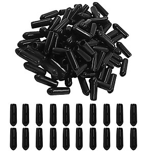 Unlorspy 100Pcs Black Rubber End Caps Flexible PVC Round End Cap Cover,Soft and Durable Plastic Screw Thread Protectors for Screw Bolt Pipe and Tubing Tip (4mm ID)