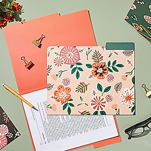 12 Pack Decorative Flower File Folders with 1/3 Cut Tab, Pretty Letter Size 3-Tab Floral Office Supplies (9.5 x 11.5 in)
