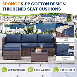 UDPATIO Outdoor Cushions for Patio Furniture, 7-Piece Replacement Cushions, Patio Cushions Outdoor Sectional Cushions Outdoor Couch Cushions for 4-seat Patio Conversation Sets (Navy Blue)