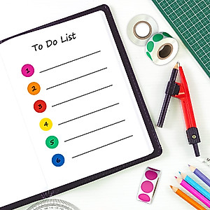 Misofuki 3000 PCS 3/4" Round Color Coding Circle Dot Labels Includes Bright Yellow Green Red Pink Orange Blue(6 Rolls,500 Labels/Roll)