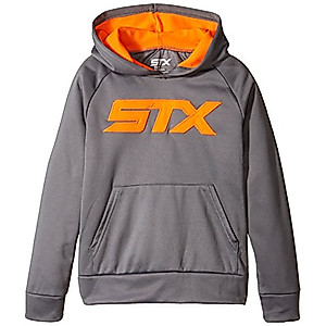 STX Little Boys' Fleece Pullover Hoodie Sweatshirt, Gray/Orange, 7