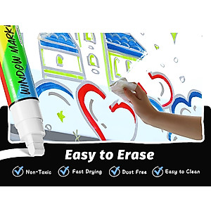 Gain-Art 8 Pack Windows Markers for Car, Glass, 3 in 1 Nib, Washable Liquid Chalk Paint Markers