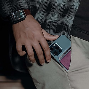 KPNEOL Magnetic Phone Wallet Compatibale with Magsafe Wallet, Finewoven Magnetic Card Holder RFID for Men, Slim Mag Wallet for iPhone 15/14/13/12 Series, Wine Red