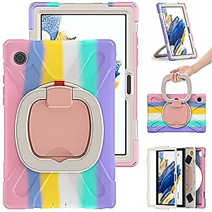 Tablet Case Cover Compatible with Samsung Galaxy Tab A8 10.5 inch 2021 (SM-X200/X205) Shockproof Kids Case,[Kickstand] [Shoulder Strap] 360 Degree Rotating Handle Stand Bracket Heavy Duty Rugged Cover