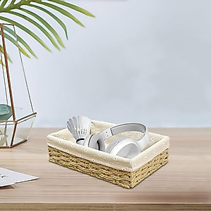 Generic Woven Basket Container,Paper Rope Storage Basket Rectangular Organizer Bin for Coffee, Medium, optional