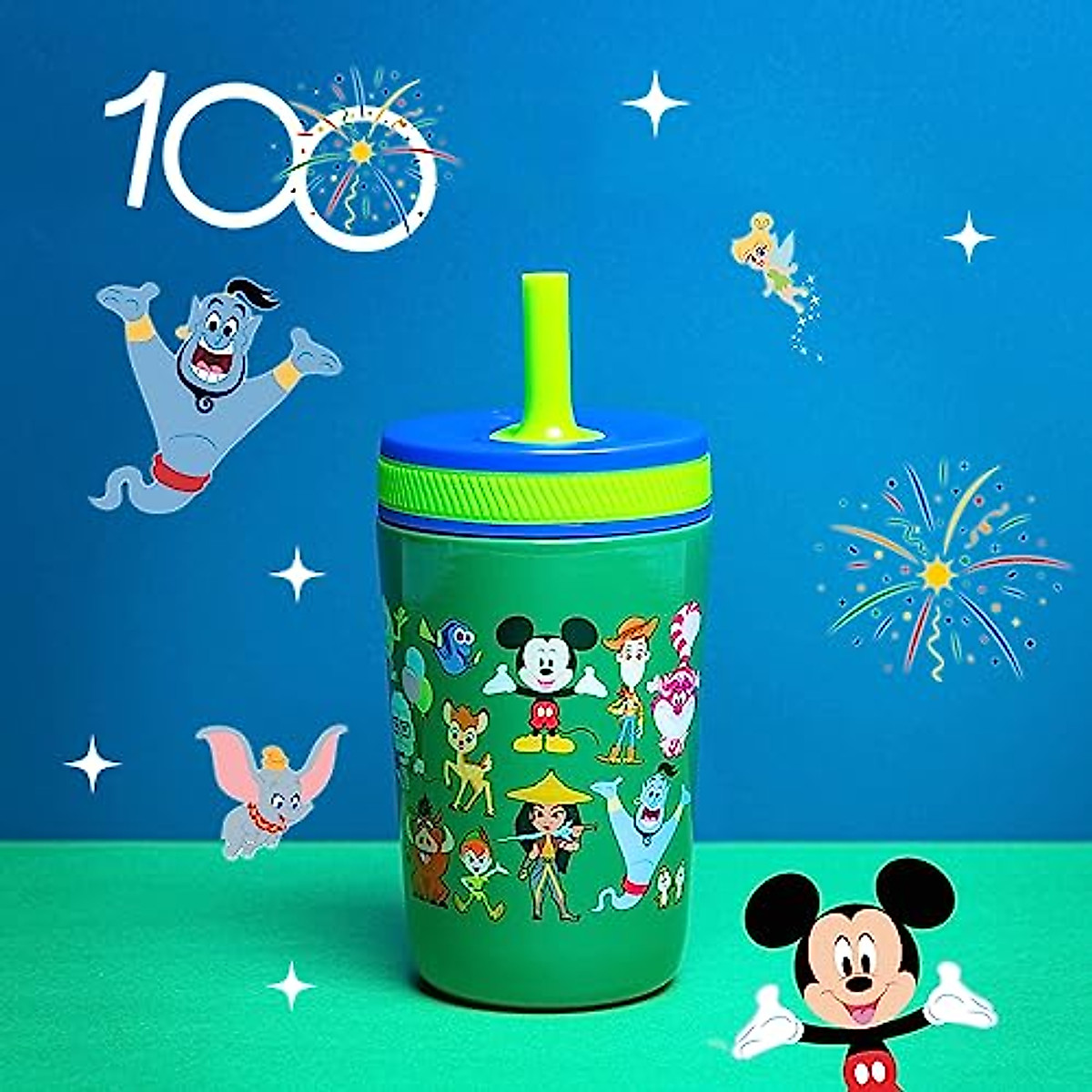 Zak Designs Disney 100 Anniversary Limited Edition Kelso Toddler Cups For Travel or At Home, 12oz Vacuum Insulated Stainless Steel Sippy Cup With Leak-Proof Design (Disney and Pixar)