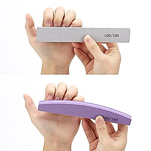 35 Count 100/180 Grit Nail Files and Buffers Kit, Sponge Nail Buffing Blocks Double Sided Emery Boards for Acrylic Nails