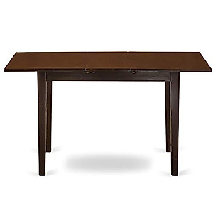 EAST WEST FURNITURE 5Pc Rectangle 42/53.5 inch Dinette Table With 12 In Leaf And Four Parson Chair With Mahogany Leg And Linen Fabric Coffee.