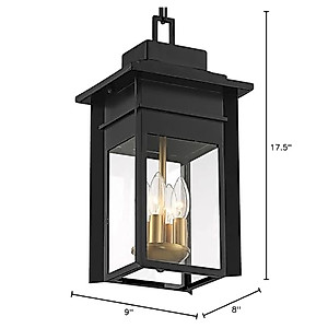 Bransford Farmhouse Industrial Outdoor Hanging Light Fixture Warm Brass Black 17 1/2" Clear Glass for Exterior House Porch Patio Outside Deck Garage Yard Garden Driveway Home - Franklin Iron Works