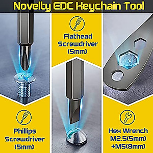 Keychain Screwdriver Tool Stocking Stuffers Gifts for Men - Portable Key Shaped Pocket Screw Driver Gadgets EDC Multi Tool for Outdoor Repair - Hex Wrench Phillips Flathead Bottle Opener Key Ring