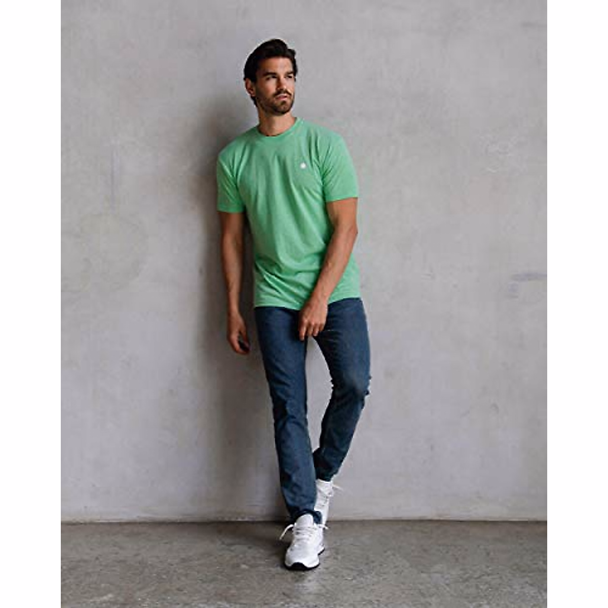 INTO THE AM Premium Men's Fitted Crew Neck Basic Tees - Modern Fit Fresh Classic Short Sleeve Logo T-Shirts for Men (Light Green, Large)