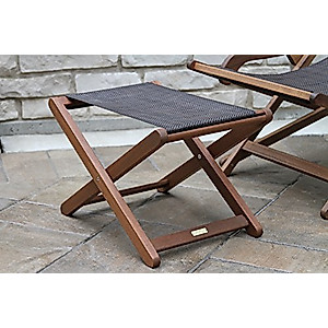 Outdoor Interiors Sling and Eucalyptus Ottoman/Stool