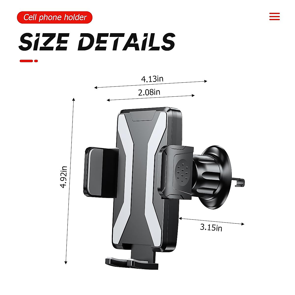 BELOMI Car Phone Mount, Car Air Vent Cellphone Holder, 360° Rotation Adjustable Mobile Phone Bracket, Hands Free Phone Cradle Compatible with iPhone 14 13 12 Pro Max Android Smartphones (Gray)