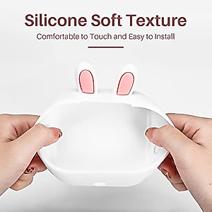 Memoking T02 Protective Case-Bunny Ears Shape Soft Silicone BPA-Free Cute Design Printer Cover, Compatible with T02 Mini Bluetooth Wireless Portable Mobile Pocket Printer, White