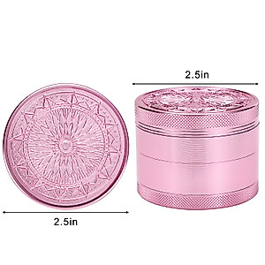 VICKYDGE 2.5 Inch Grinder - Large Kitchen Grinder with Exquisite Pattern, Pink