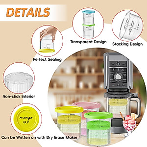Creami Pints and Lids - 4 pack for Ninja Creami Deluxe 11-in-1, 24oz Ice Cream Containers Cups Compatible with NC500 NC501 Series Ice Cream Maker, Replacement Pints Containers Dishwasher Safe BPA-Free