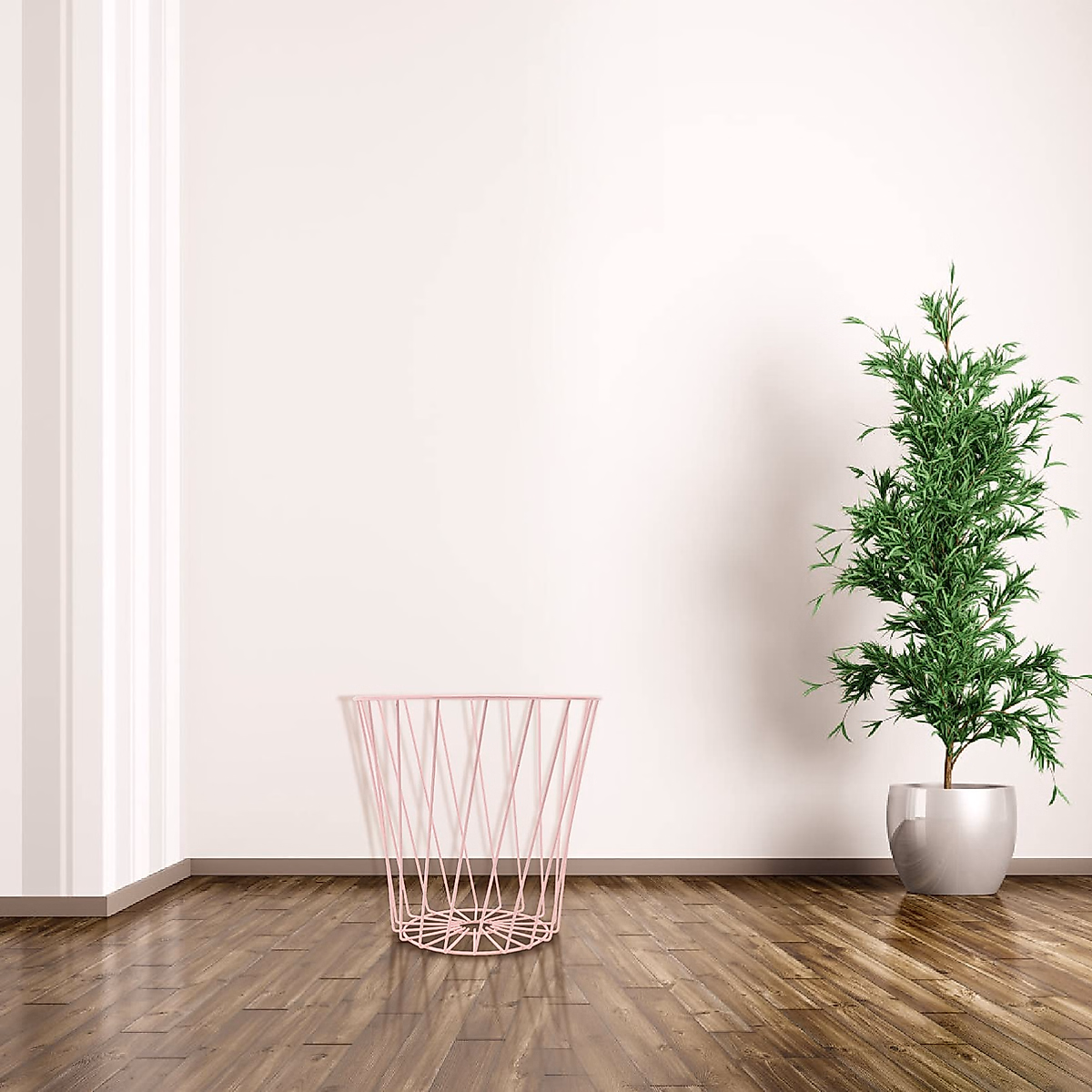 Zerodeko Home Office Decor Trash Garbage Can Wastebasket Rustic Metal Wire Hollow Litter Rubbish Container Bin for Bathroom Bedroom Kitchen Home Office Entryway Decor