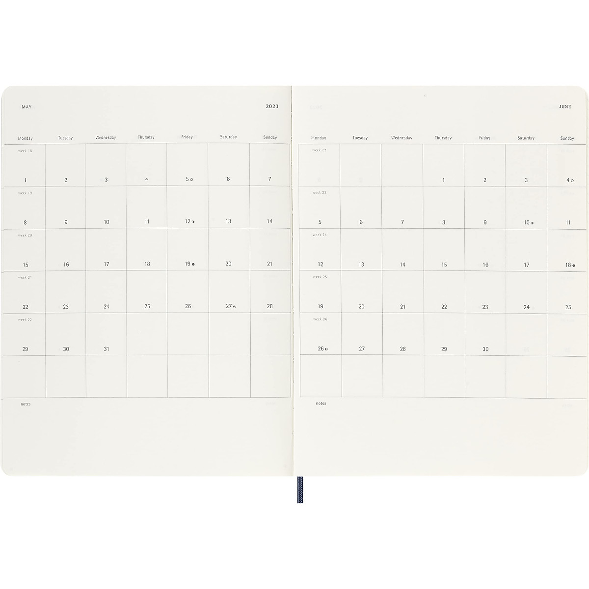 Moleskine Classic 18 Month 2022-2023 Weekly Planner, Soft Cover, XL (7.5" x 9.75"), Sapphire Blue