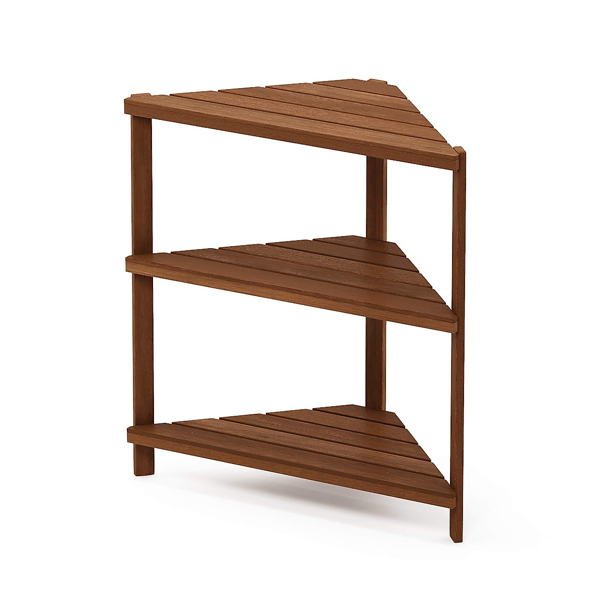 Furinno FG18445 Tioman Hardwood Patio Furniture Corner Shelf in Teak Oil, Natural