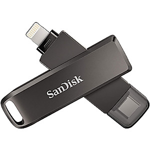 SanDisk 128GB iXpand Luxe Flash Drive for iPhone, iPad Tablet & USB TypeC Devices - 3.1 Dual Drive for Lightning & Type-C (NOT Type-A) SDIX70N-128G-GN6NE Bundle with 1 Everything But Stromboli Lanyard
