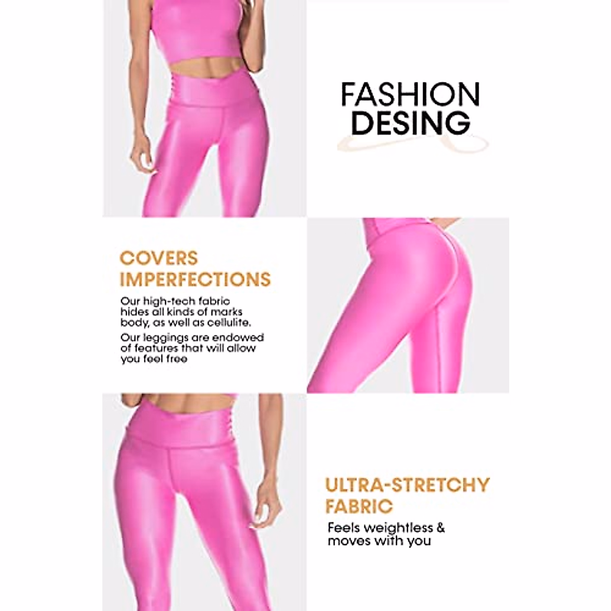 A4U Active Wear Compression Leggings Pants for Women A4U (Hot Pink)