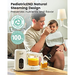 GROWNSY Baby Food Maker with Steam Basket, One Step Baby Food Processor Steamer Puree Blender Grinder Mills Machine, Auto Cooking Grinding and Sterili-zing for Healthy Homemade Baby Food, BPA-Free