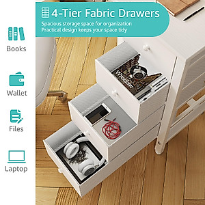 Lufeiya Small White Desk with Fabric Drawers, 40 Inch Kids Girls Teen Cute Study Desk for Bedroom Work, Computer Writing Table Desks with Drawer for Small Spaces Home Office