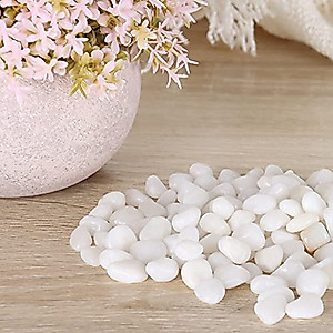 SAROSORA Pebbles River Rocks,White Stones - 1.8LB Decorative Polished Jade Pebbles Garden Decor for Plants, Aquarium, Bonsai,Vase(1.8, White)