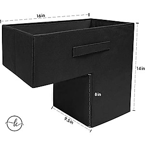 LoftCulture L-Shape Stair Organizer (Black) - Foldable, Water-Resistant, Staircase Basket with Handles, Stair Basket for Carpeted and Wooden Stairs