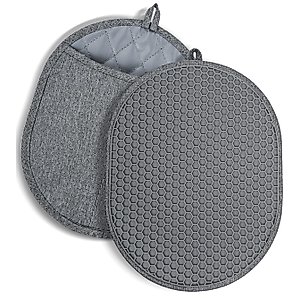 Pot Holders for Kitchen Heat Resistant, Silicone Pot Holders Set of 2 Hot Pads Pot Holders with Pocket Machine Washable for Cooking Baking, 9.8"x7.6"