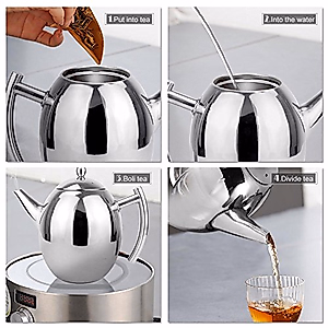 Teapot Coffee Pot Kettle With Filter Large Capacity Beverage Serveware Coffee Servers Stainless Steel Durable(1500ml)