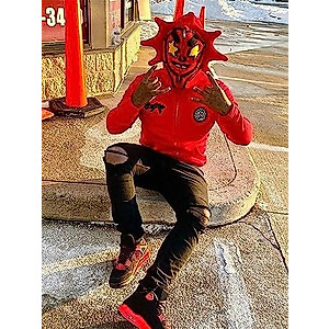 Sunwittafy Y2k Hoodie Men Women Black Rhinestone Full Zip Up Hoodie Over Face Oversized Sweatshirt Trendy Streetwear