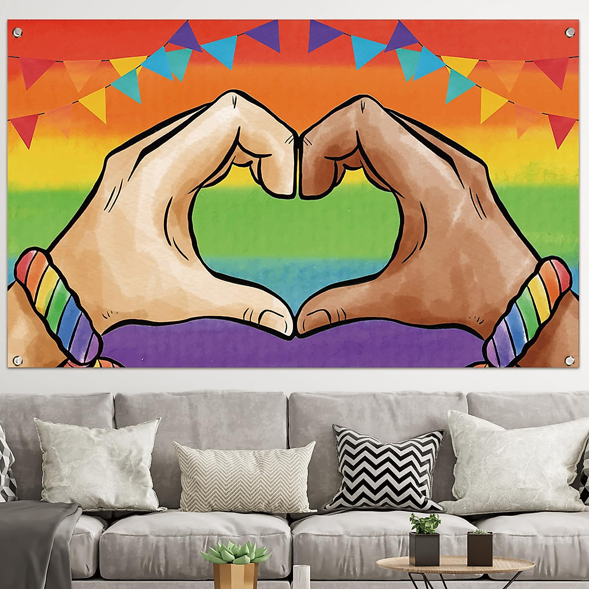LGBTQ+ Gay Pride Backdrop Pride Flag Decor Gay Lesbian Bisexual Transgender Pride Day Month Parade Rainbow Party Decoration and Supplies for Home