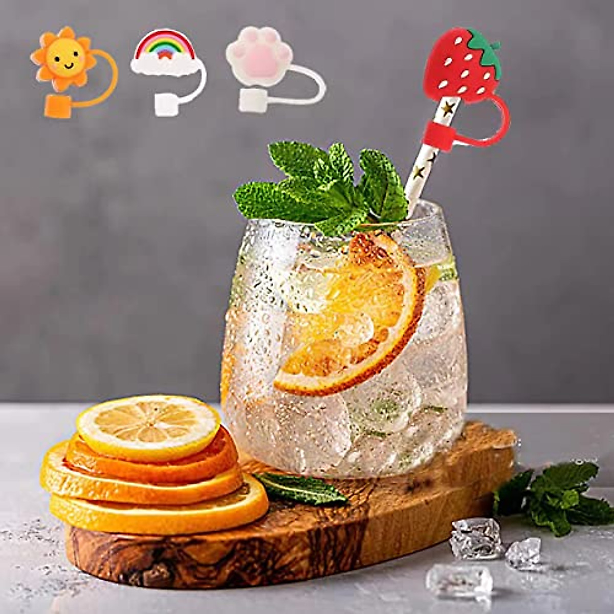 4Pcs Straw Covers Cap Silicone Straw Tips Cover Cute Drinking Straw Plugs Straw Tips Lids Straw Toppers Straw Protector Cover for Tumblers Reusable Straws（mixed）