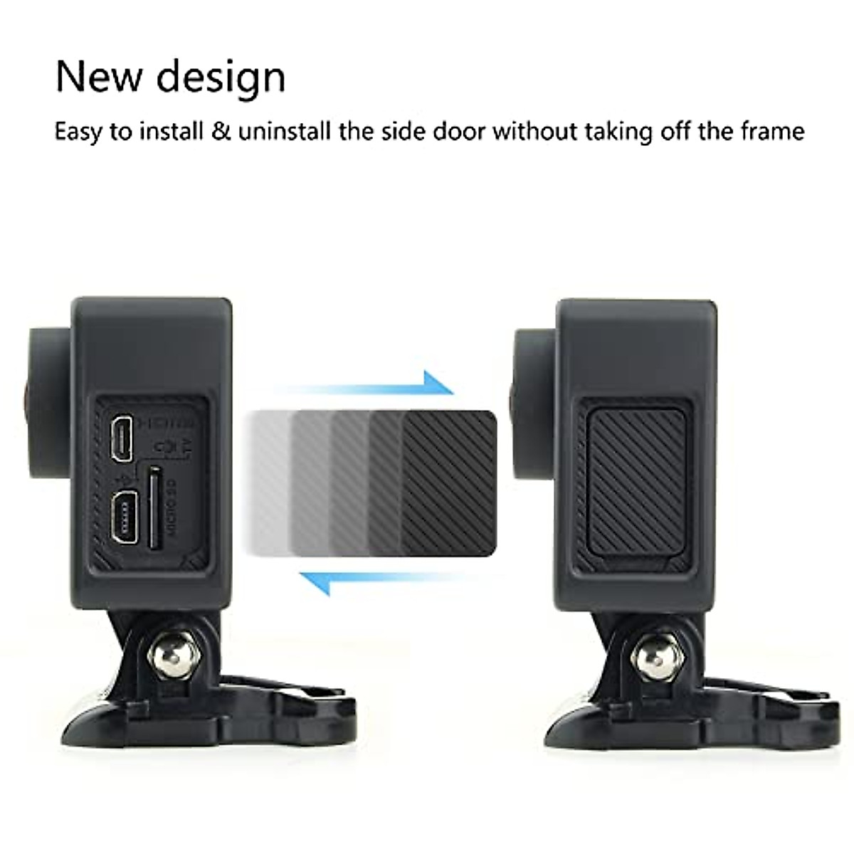 SOONSUN Frame Mount Housing Case with Basic Buckle and Long Thumb Bolt Screw for GoPro Hero 3 3+ 4 Camera and All Slots Fully Accessible-Black