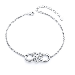 DAOCHONG I Love You Mom S925 Sterling Silver Heart Infinity Bracelet for Mother Mama Mommy Mum Mama Birthday Jewelry