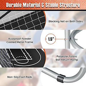 Goplus Foldable Dual Shot Basketball Arcade Game, Basketball Hoop Game w/Electronic Scoring, 8 Game Modes, 4 Balls, Indoor Outdoor Electronic Basketball Game Machine for Kids Adults (White+Blue)